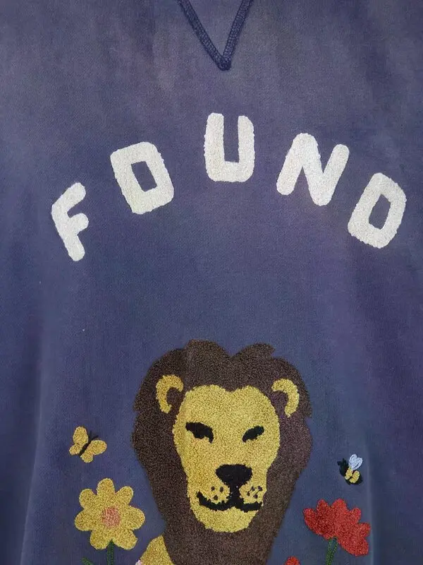 FOUND Logo-embroidered Lion-patch Hoodie