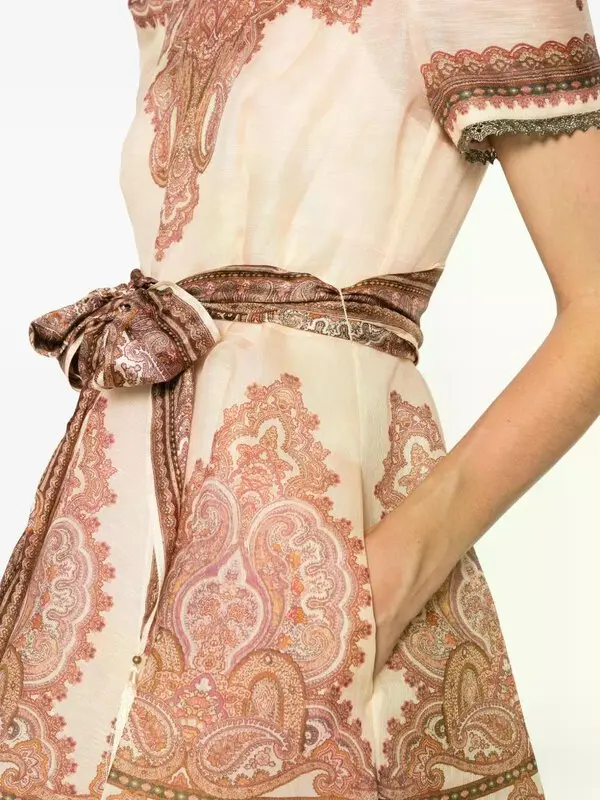 Zimmermann Paisley-print Belted Mini Dress