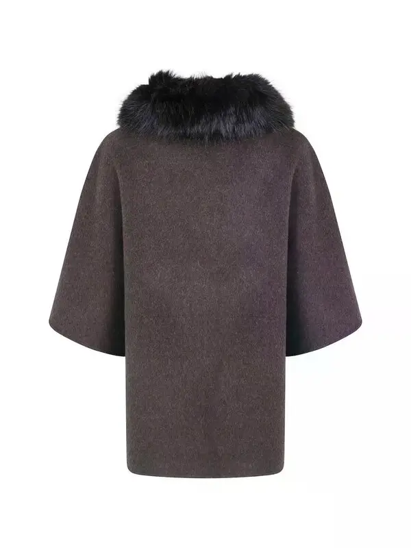 GIOVANNI PARIS Clementine Faux-fur Trim Zip-up Cape
