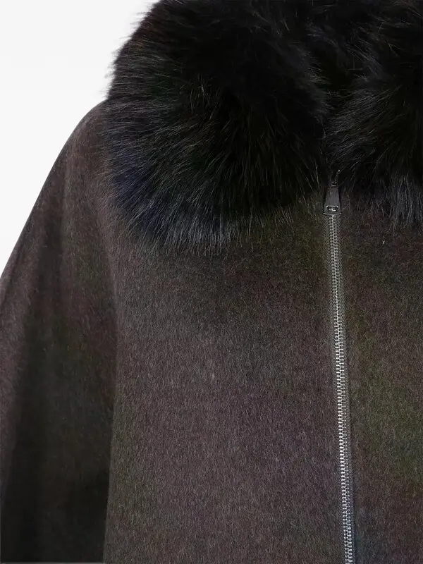 GIOVANNI PARIS Clementine Faux-fur Trim Zip-up Cape