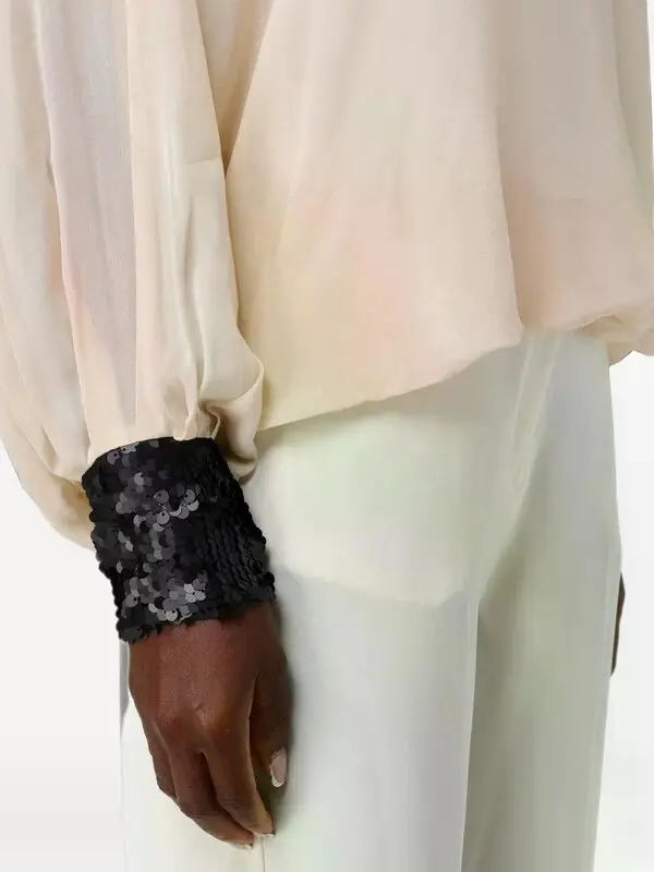 HANITA Sequin-cuff High-neck Top
