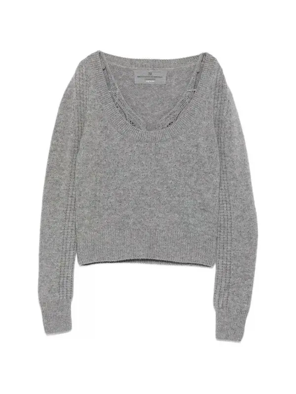 Ermanno Scervino Cut-out Cashmere Sweater - Grey