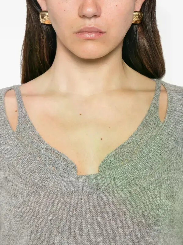 Ermanno Scervino Cut-out Cashmere Sweater - Grey