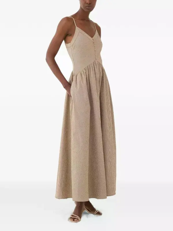 ELEH Button-up Flared Maxi Dress