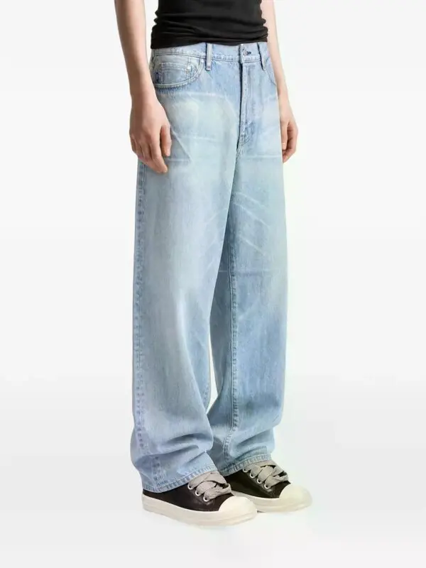 VOWELS Faded-effect Whiskered Jeans