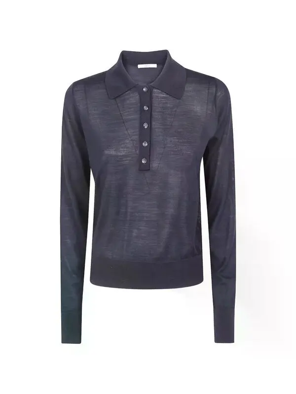 NUUR Button-up Polo-neck Sweater - Blue