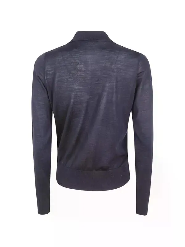 NUUR Button-up Polo-neck Sweater - Blue