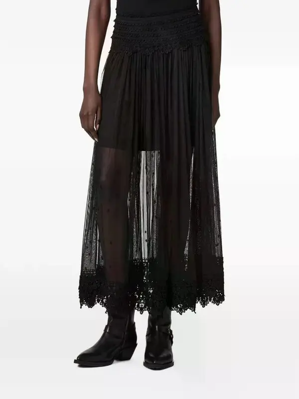 ALLSAINTS Lace-trim Embroidered-mesh Skirt