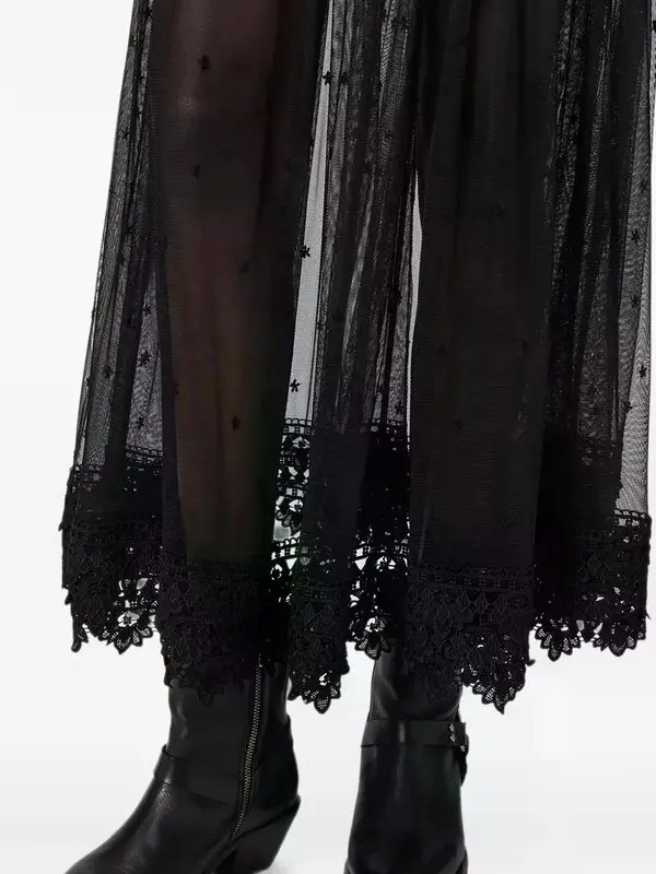 ALLSAINTS Lace-trim Embroidered-mesh Skirt