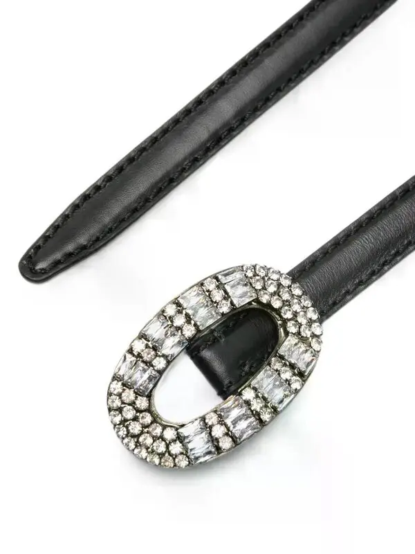 Ermanno Scervino Crystal-embellished Leather Belt
