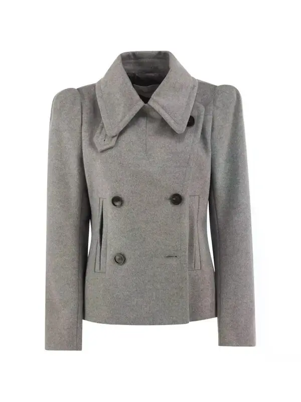 7 For All Mankind Double-breasted Half-belt Blazer - Grey