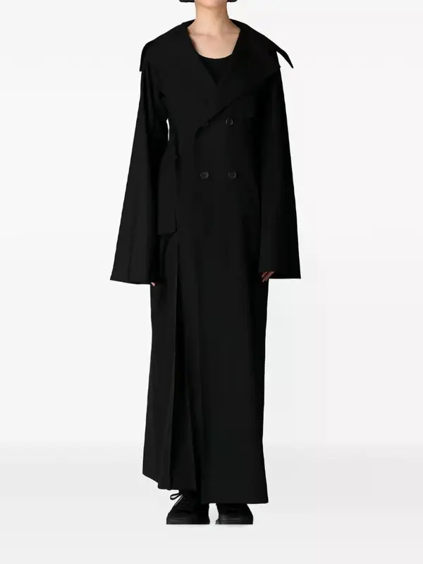 Yohji Yamamoto Double-breasted Layered-detail Coat