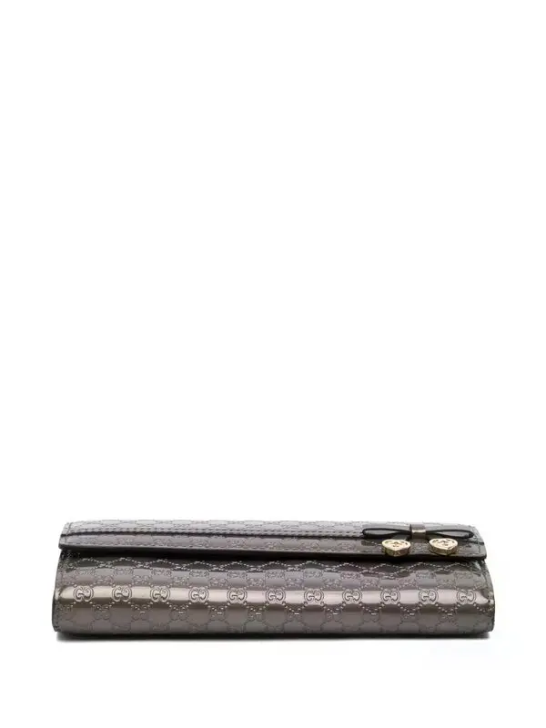Gucci 2000-2015 Microguccissima Patent Bow Heart Continental Wallet Long Wallets