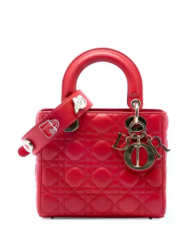 Dior 2017 Small Lambskin Cannage My Abcdior Lady Satchel - Red