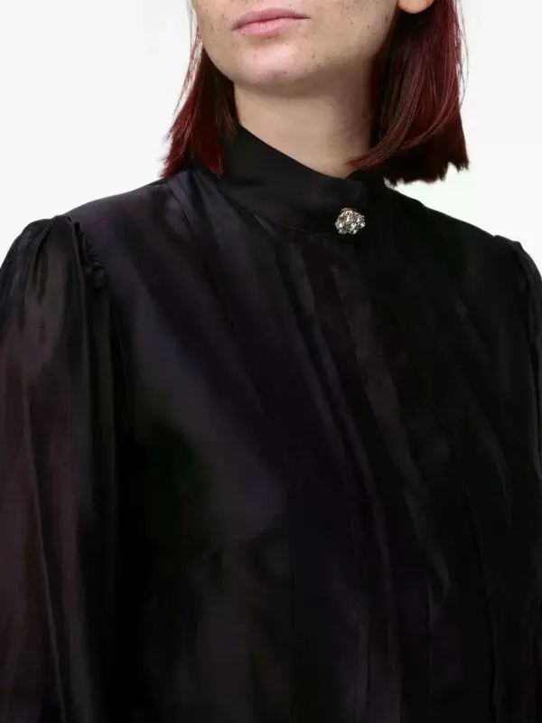 HANITA Crystal-embellished Pintuck-detail Blouse - Black
