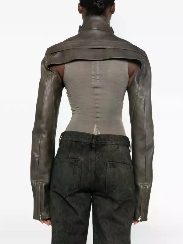 Rick Owens Microbiker Cropped Leather Jacket
