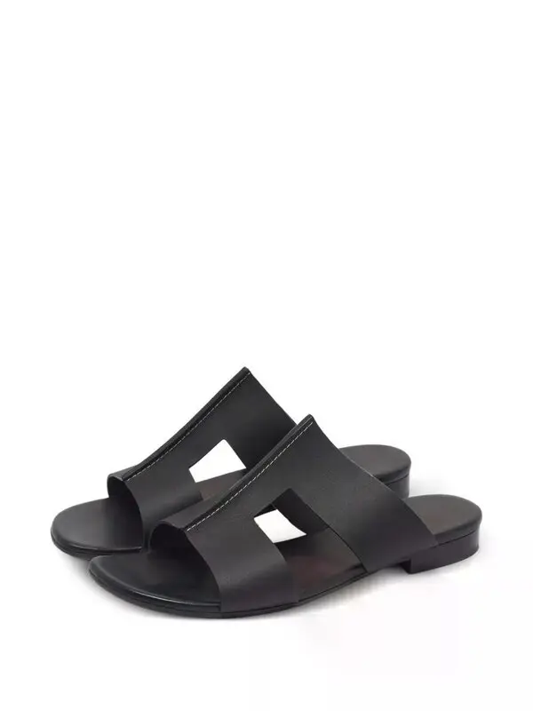 Hermès Contrast-stitch Flat Sandals