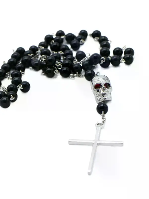 HTC LOS ANGELES Mistery Skull-detail Beaded Necklace - Silver