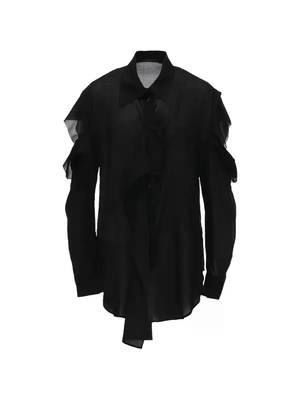 Yohji Yamamoto Ruffled Long-sleeve Shirt - Black