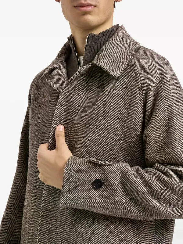 BRERAS MILANO Herringbone-pattern Single-breasted Coat