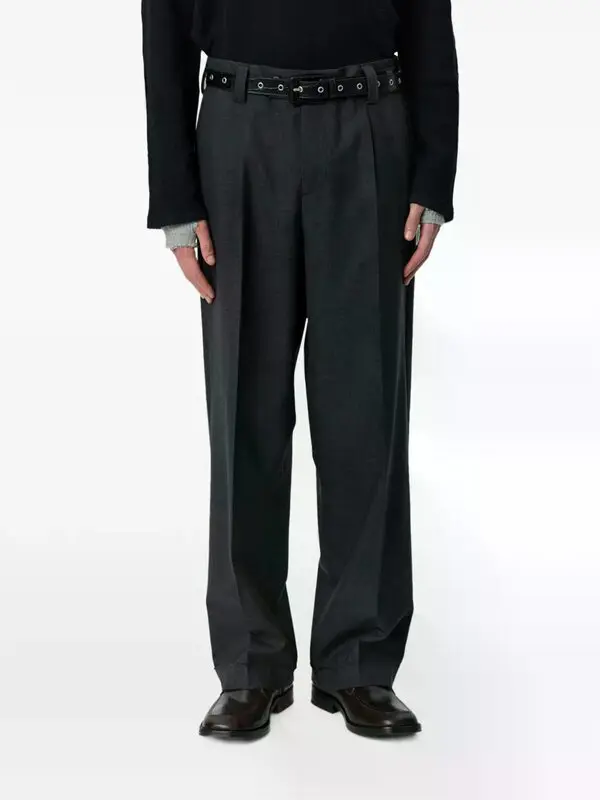 MFPEN Pleated Frayed-edge Trousers