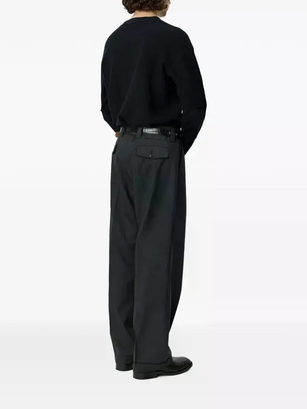 MFPEN Pleated Frayed-edge Trousers