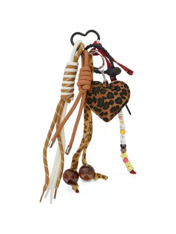 MC2 SAINT BARTH Leopard-print Heart-motif Keyring - Brown