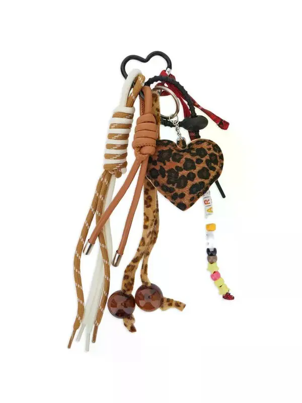 MC2 SAINT BARTH Leopard-print Heart-motif Keyring - Brown