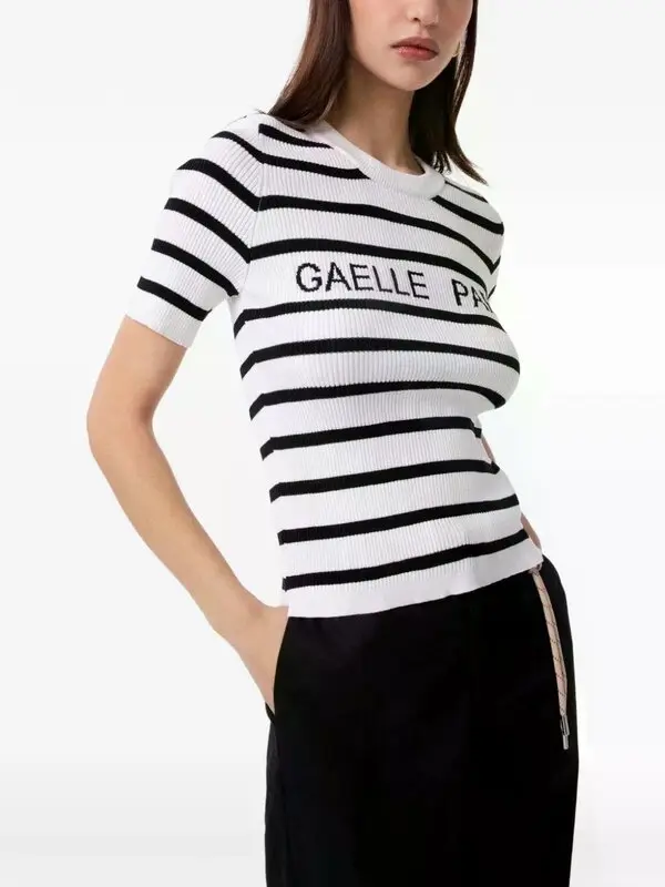 GAELLE PARIS Striped Logo-detail Top