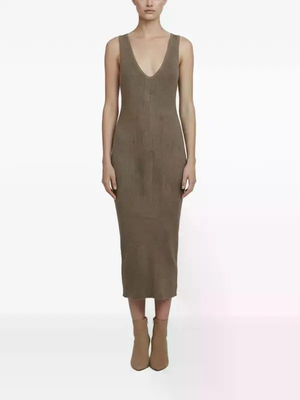 JAMES PERSE Rib-knit Sleeveless Midi Dress
