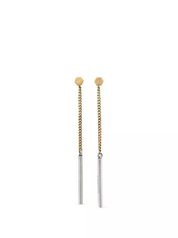 ALLSAINTS Hexagon-stud Curb-chain Earrings - Gold