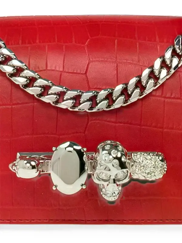Alexander McQueen Jewelled Croc-embossed Leather Shoulder Bag