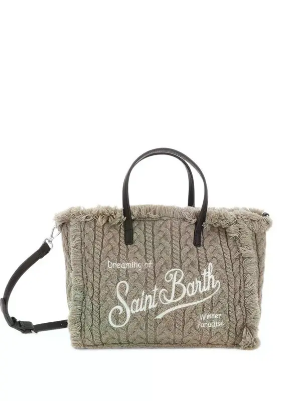 MC2 SAINT BARTH Cable-knit Frayed Tote Bag