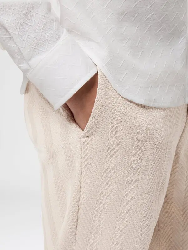 Missoni Classic Trousers In Cotton And Viscose With Tone-on-tone Zigzag Pattern