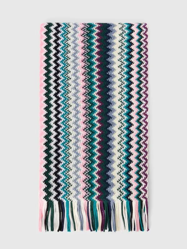 Missoni Zigzag Wool Scarf With Fringes - Multicoloured