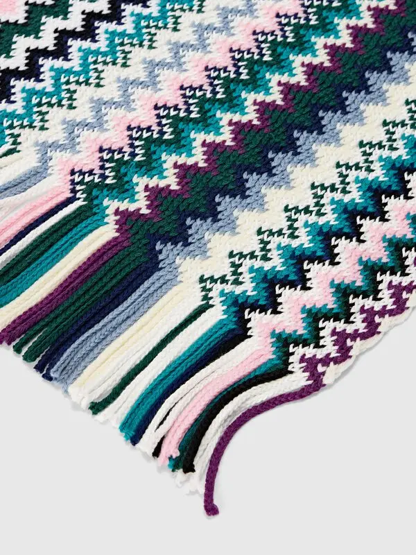 Missoni Zigzag Wool Scarf With Fringes - Multicoloured