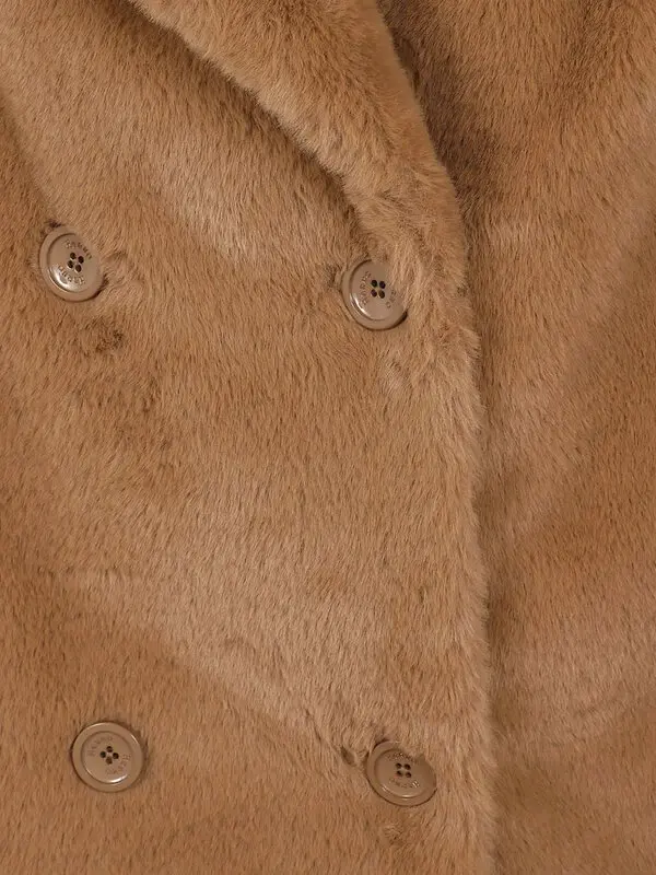 Herno Double-breasted Short Faux Fur Coat With Classic Collar