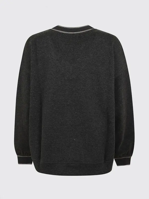 Brunello Cucinelli V-neck Cotton-blend Sweater With Monili Detail