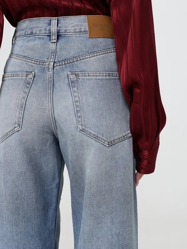 Saint Laurent High-waisted Wide-leg Cotton Denim Jeans