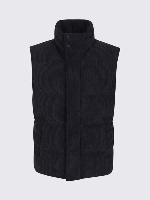 Herno Quilted Velvet Padded Vest With High Neck - Blue
