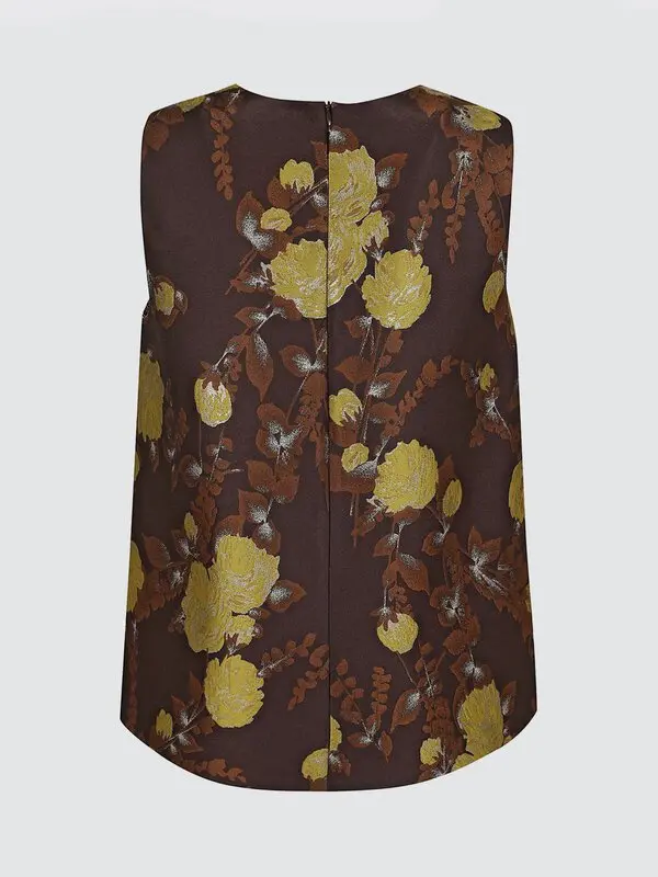 La DoubleJ Sleeveless Floral Silk-blend Crewneck Blouse