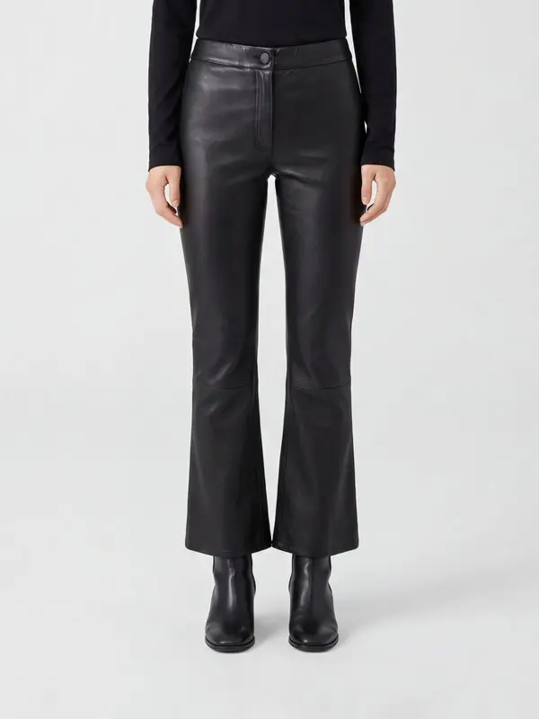 ARMA Mid-rise Flared Pants In Lambskin Leather With Welt Pockets