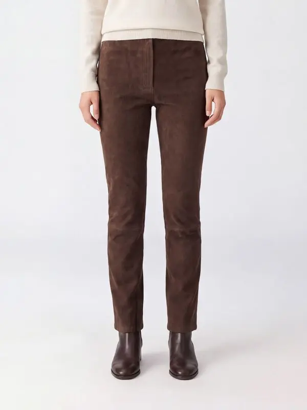 ARMA High-waisted Skinny Pants In Suede Lambskin With Back Welt Pockets