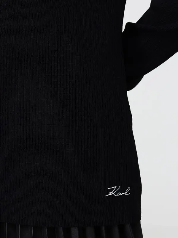 Karl Lagerfeld V-neck Viscose Blend Sweater With Long Sleeves And Applied Logo