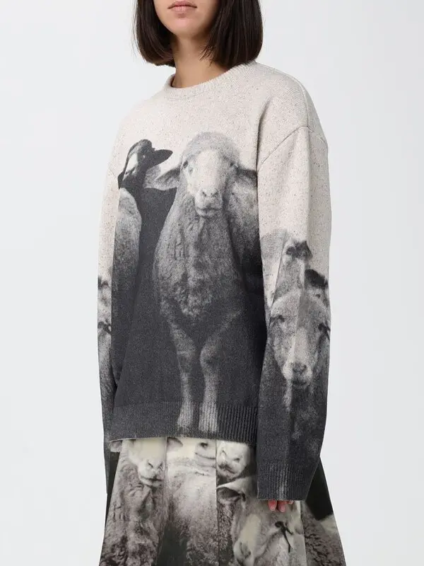 Moschino Relaxed Fit Graphic Print Sweater In A Wool And Silk Blend