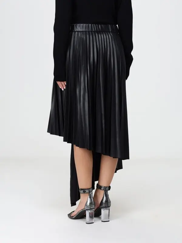 Karl Lagerfeld High-waisted Asymmetrical Pleated Midi Skirt In Faux Leather