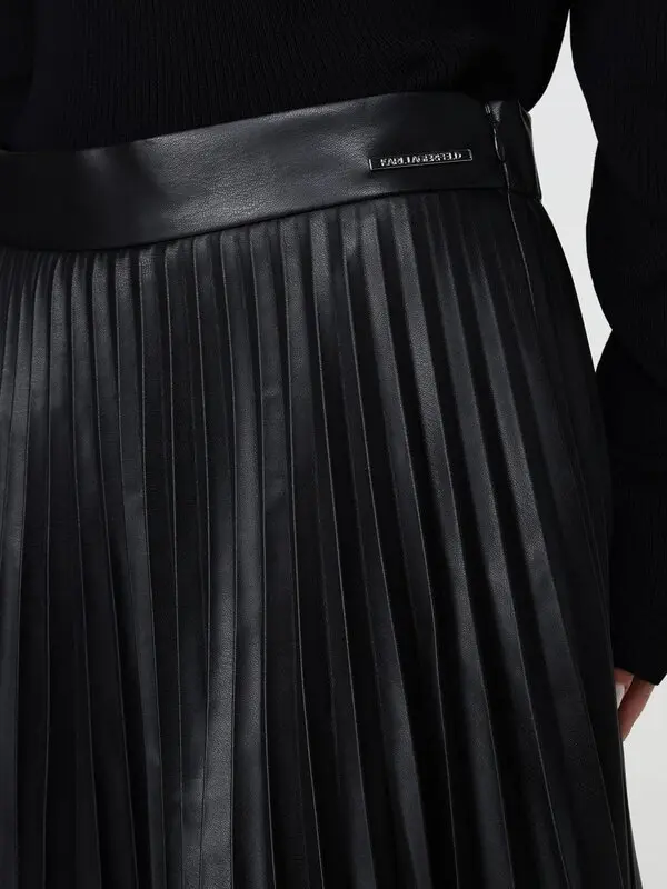 Karl Lagerfeld High-waisted Asymmetrical Pleated Midi Skirt In Faux Leather