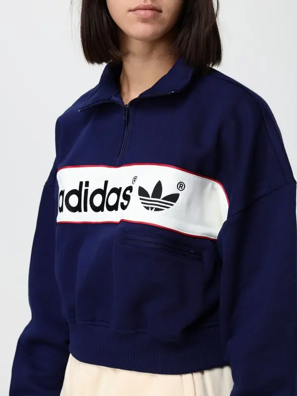 ADIDAS ORIGINALS Half-zip High Neck Sweatshirt In A Relaxed Fit Cotton Blend