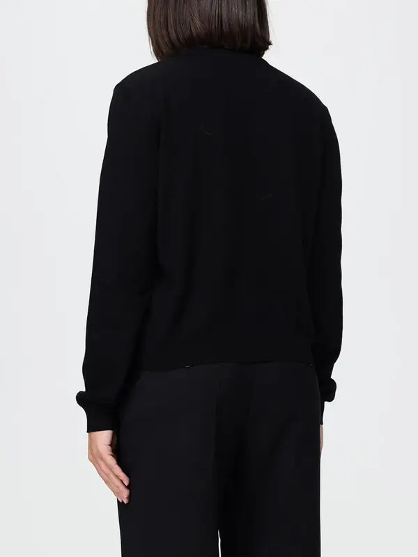 Moschino Teddy Bear Jacquard Logo Crewneck Sweater In 100% Merino Wool - Black