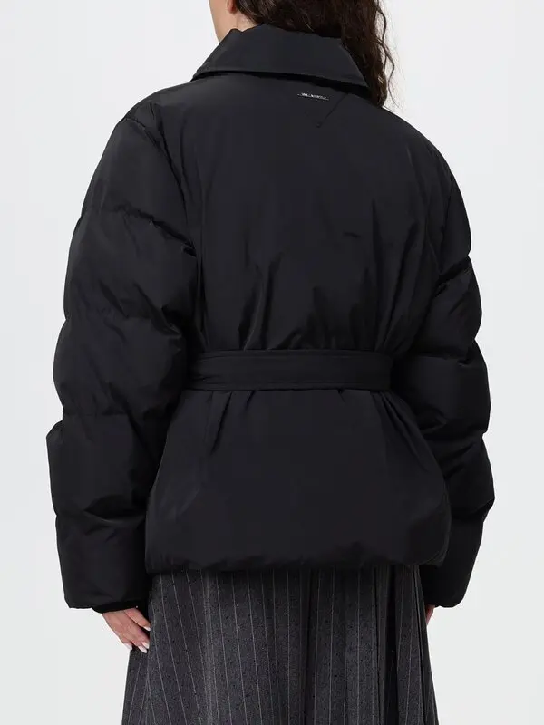 Karl Lagerfeld Cropped Biker Puffer Jacket In Recycled Polyester With Belt